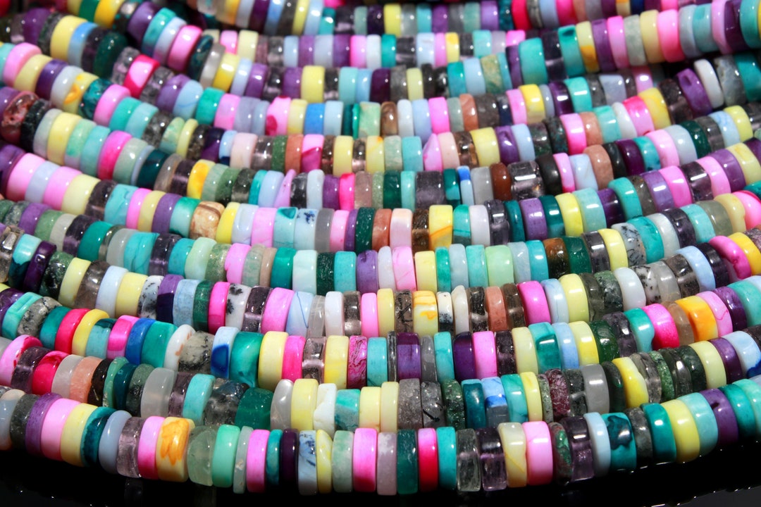 Candy Opal Smooth Heishi Tyre Shape Beads, 6mm - 8mm Multi Disco Opal ...