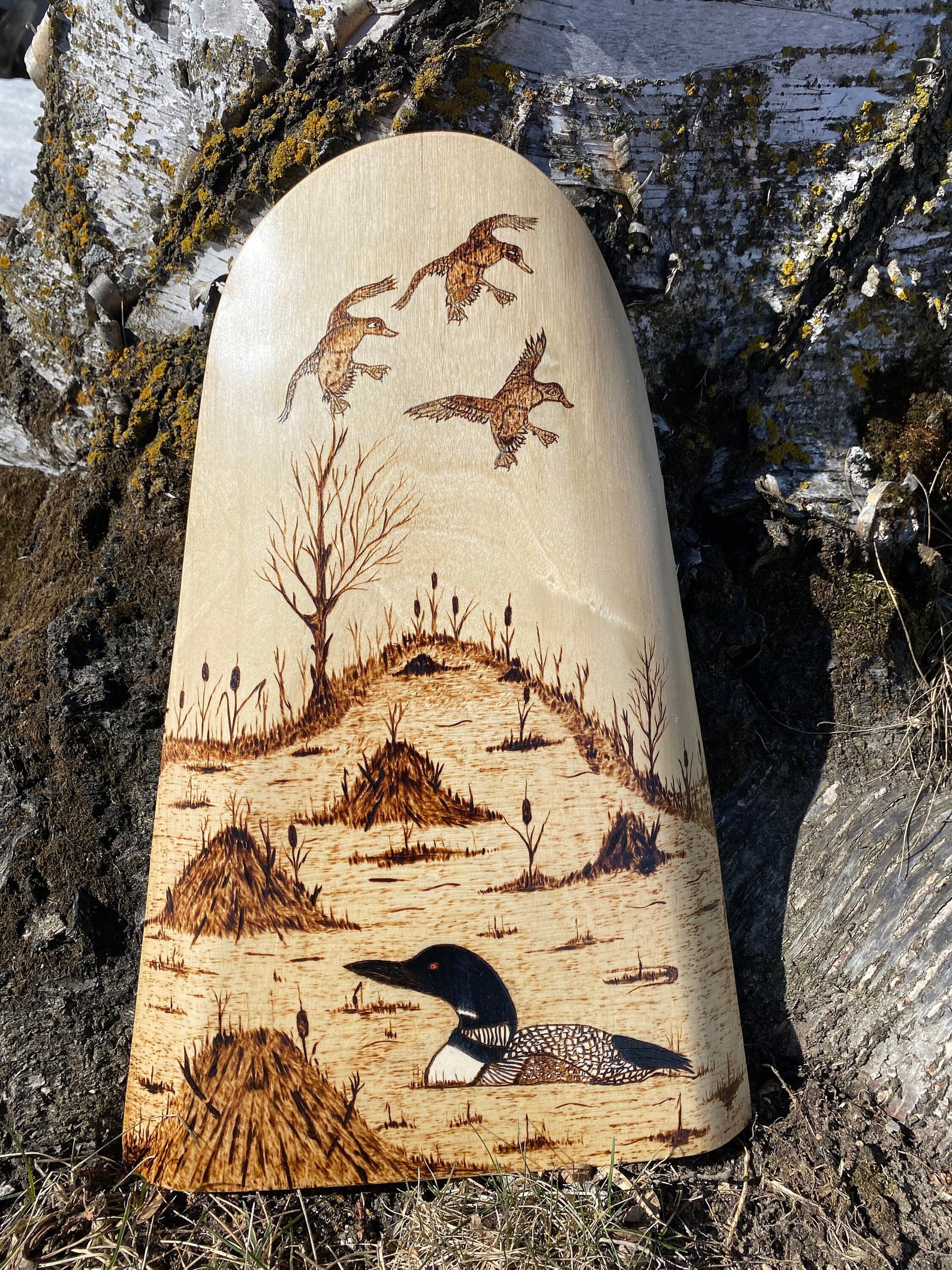 Wood Ducks Over Loon - Wood Burning - Etsy