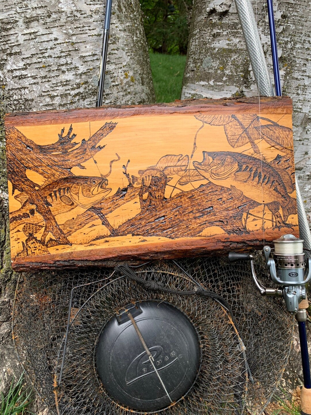 Bass Under Logs - Wood Burning - Etsy