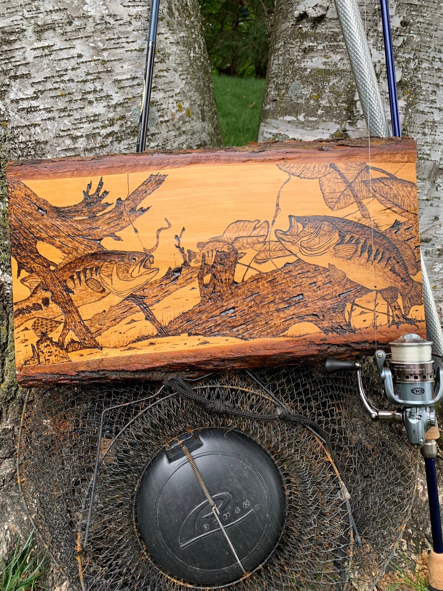 Bass Under Logs - Wood Burning - Etsy