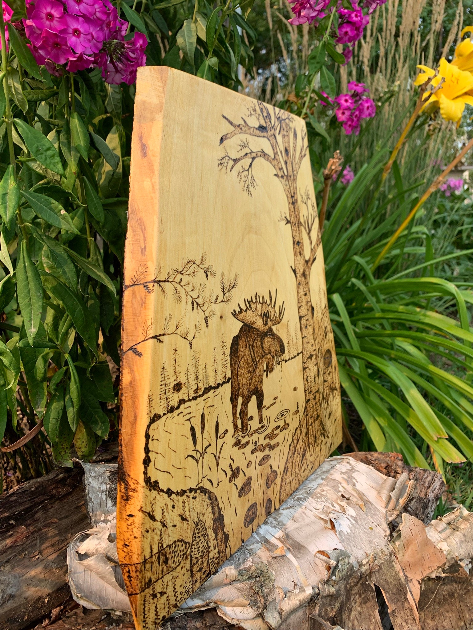 Moose in Lily Pads - Wood Burning - Etsy