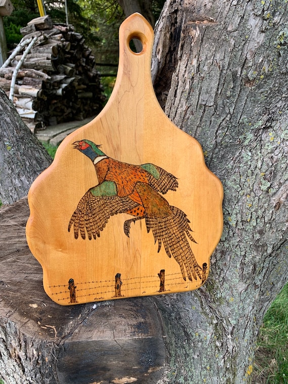 Pheasant cutting Board Wood Burning - Etsy