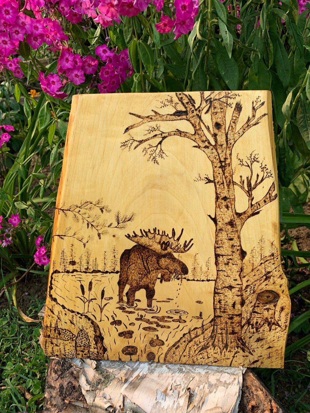 Moose in Lily Pads - Wood Burning - Etsy