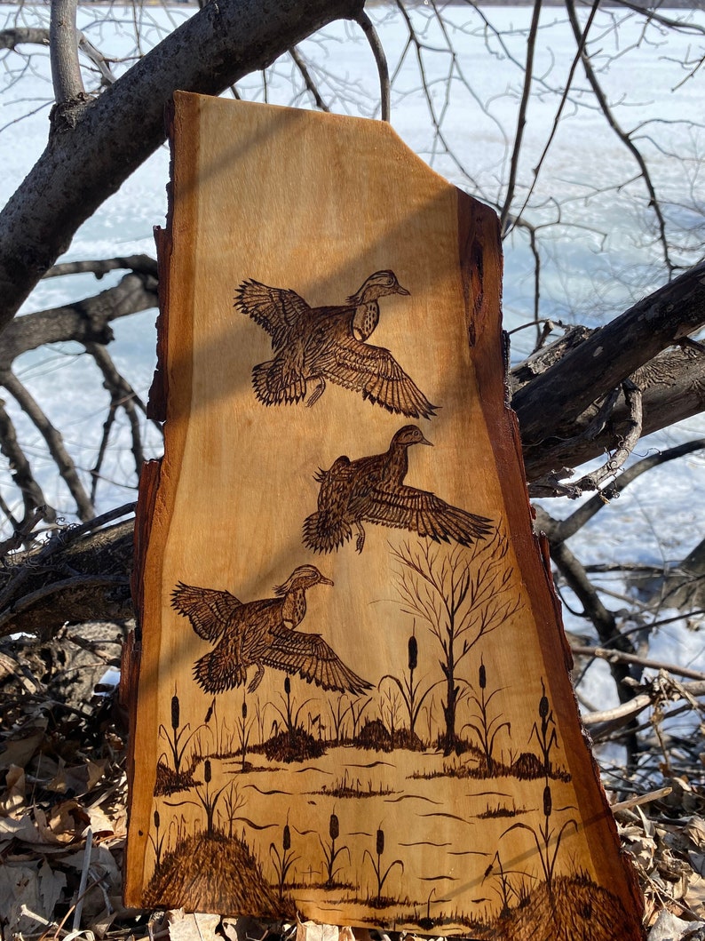Wood Ducks Over Rat House Marsh - Wood Burning - Etsy