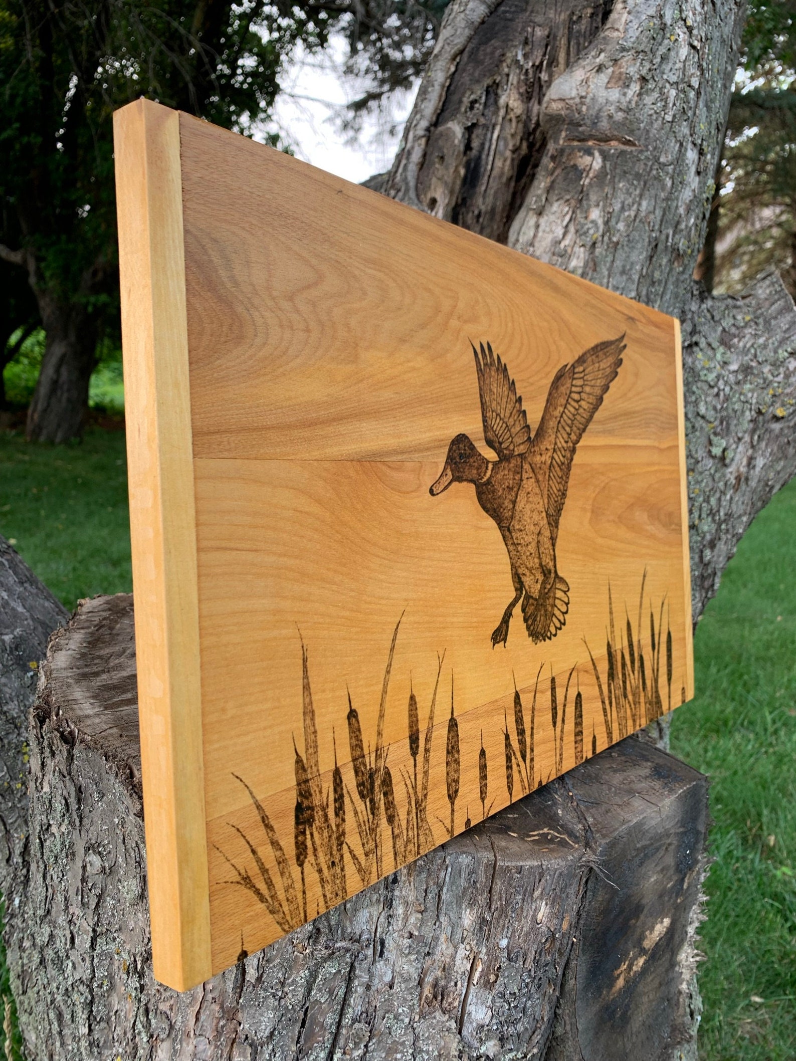 Mallard Over Cattails (cutting Board) - Wood Burning - Etsy