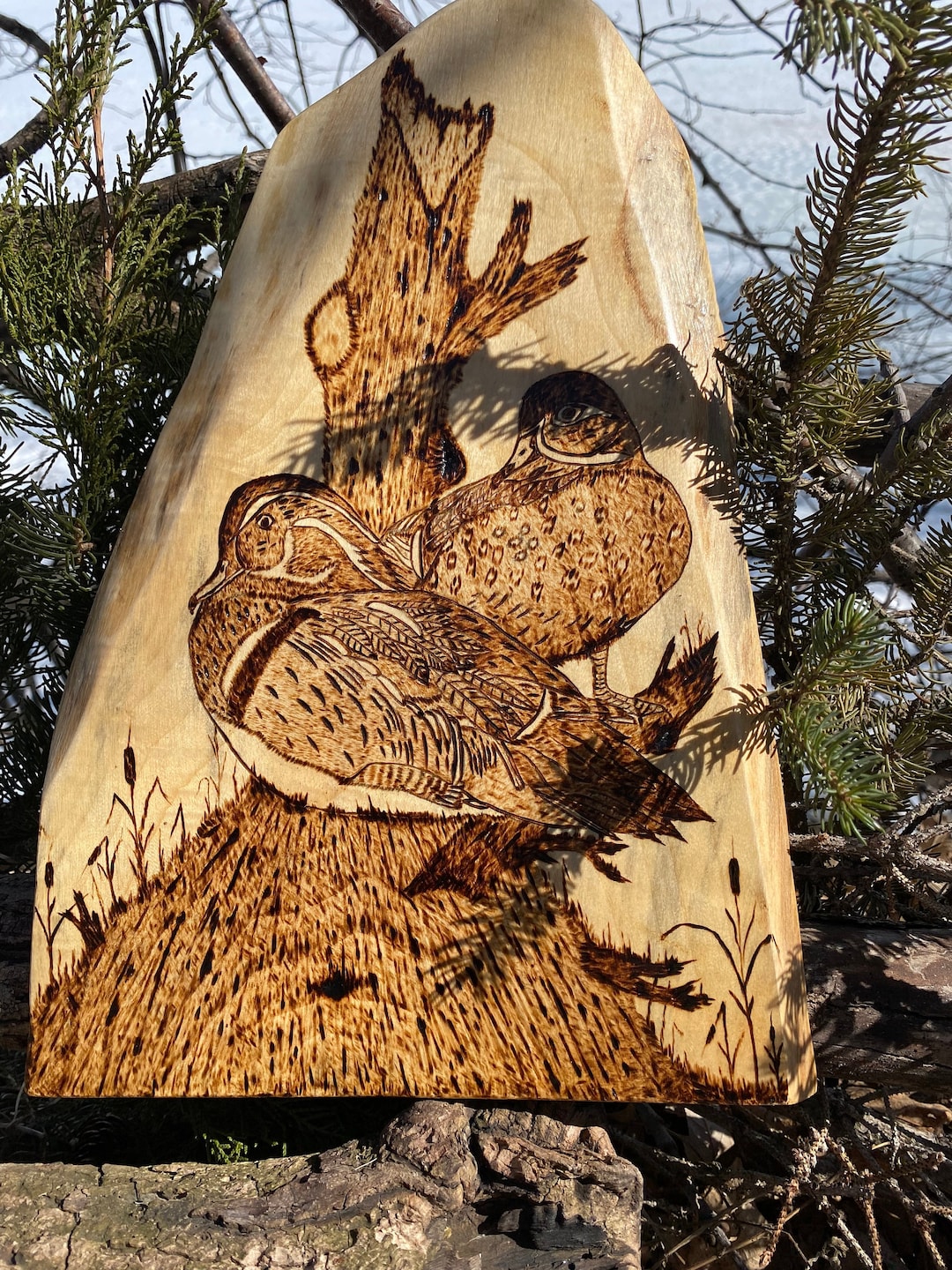 Wood Ducks by Tree - Wood Burning - Etsy