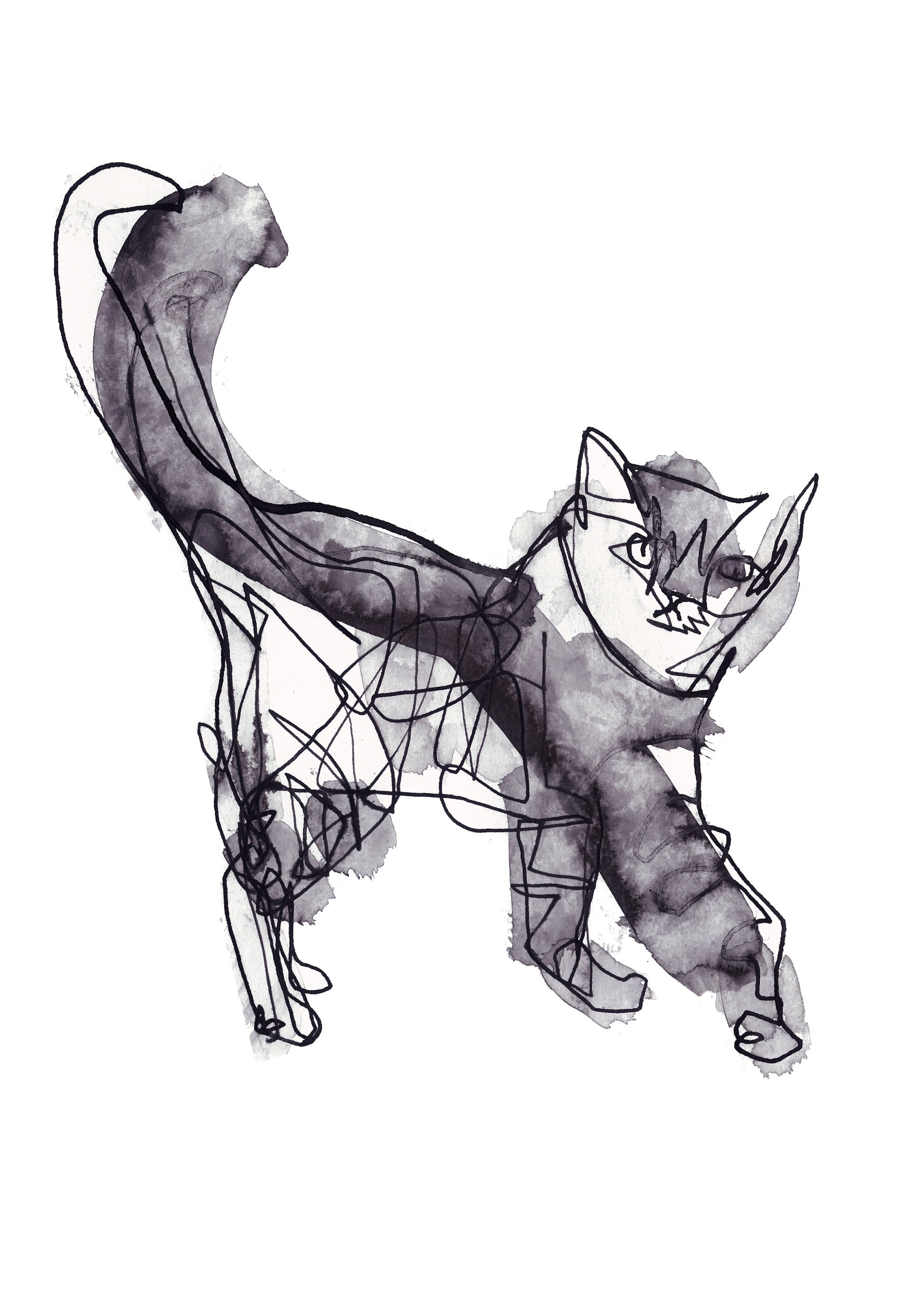 Kat met houding Cattitude Inktafdruk | Etsy