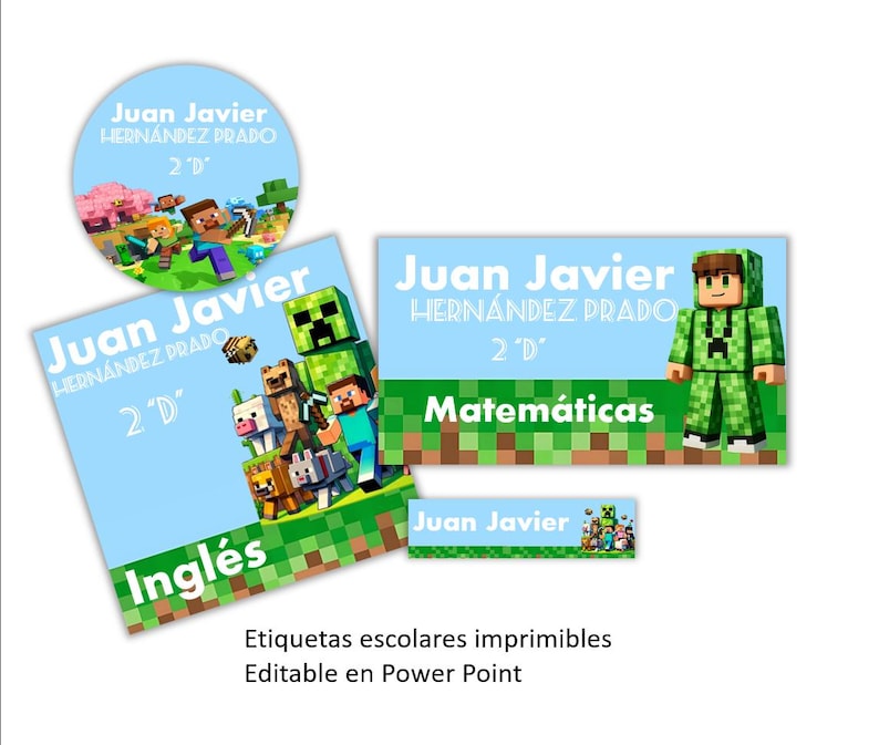Editable Printable School Labels, Gamer Mine Building Blocks, Instant ...