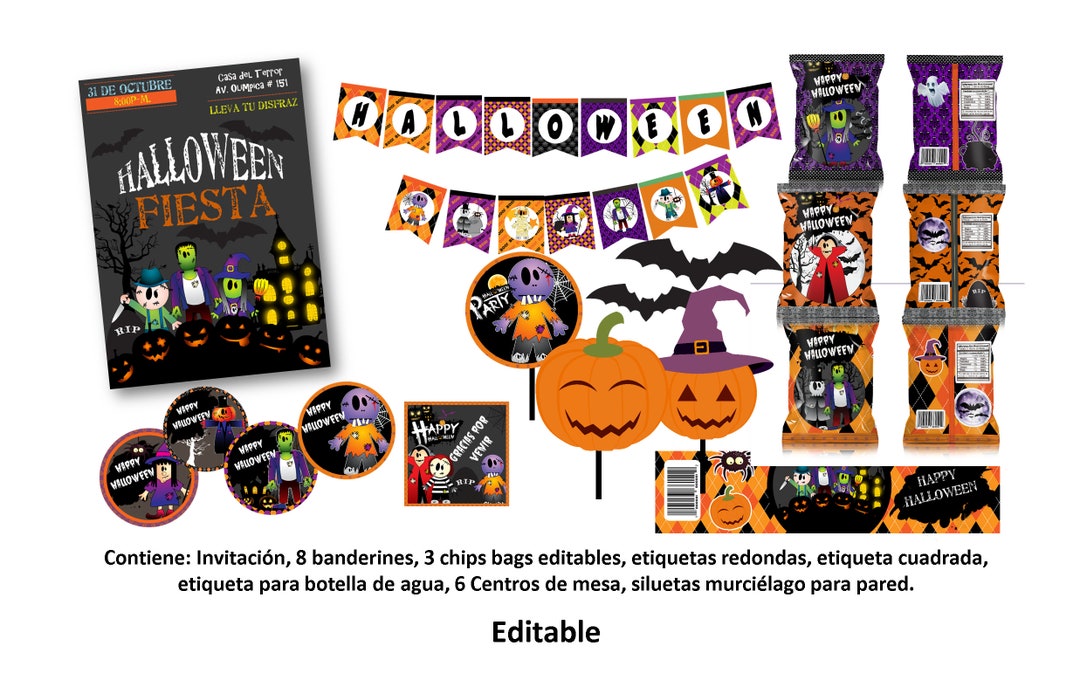 Printable Halloween Kit Editable in Powerpoint for Immediate Download ...