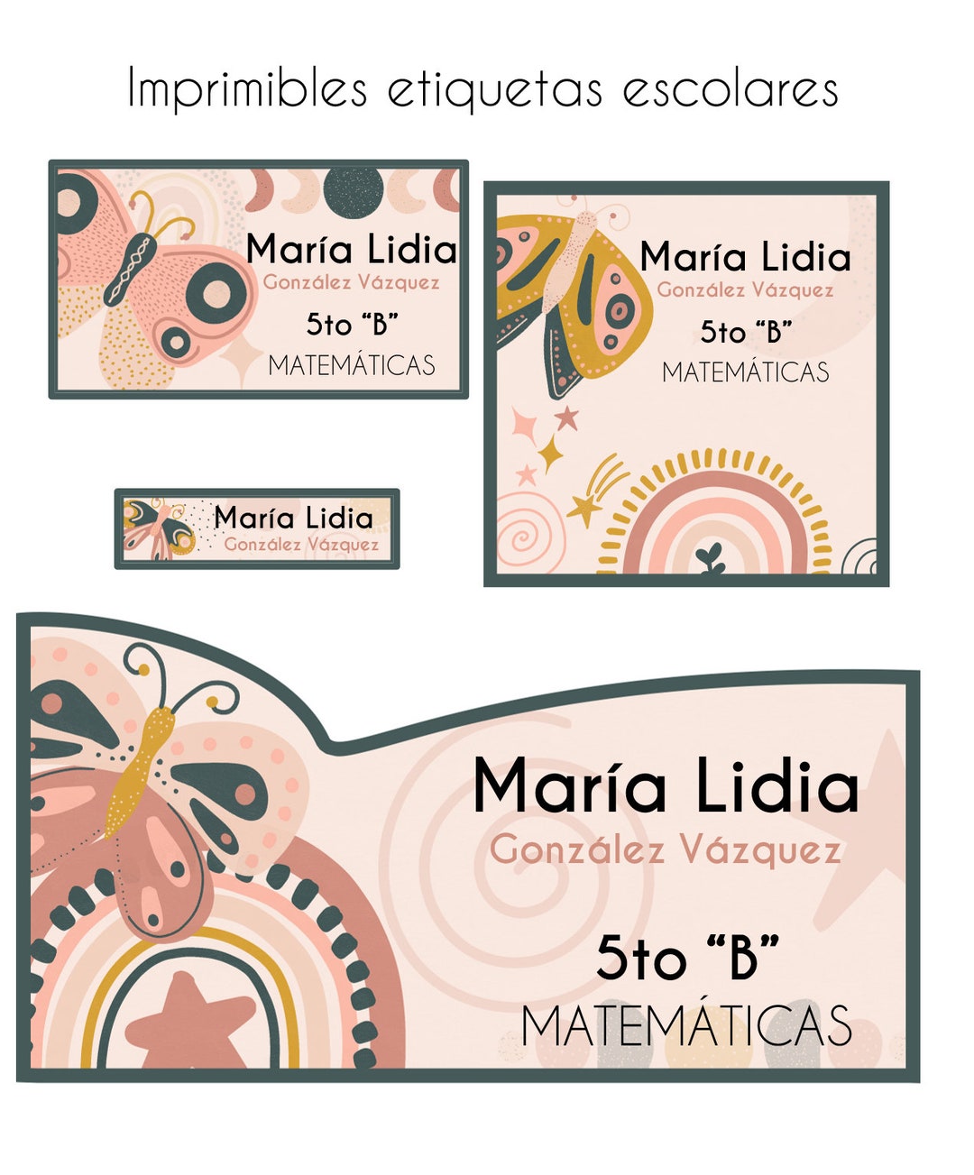 Editable Boho Butterfly School Labels Instant Download - Etsy