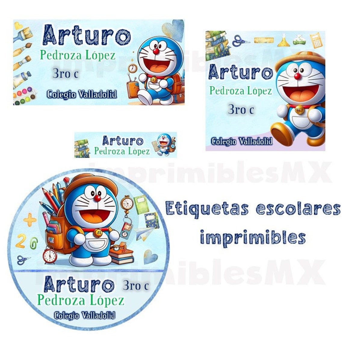 Doraemon Printable School Labels - Etsy