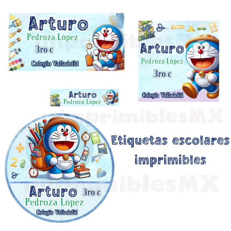 Doraemon Printable School Labels - Etsy