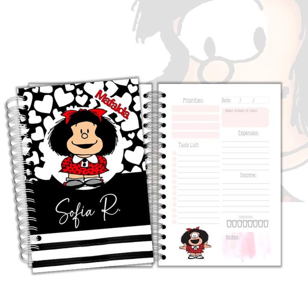 Mafalda Printable Perpetual Agenda PDF English Language Editable Cover ...
