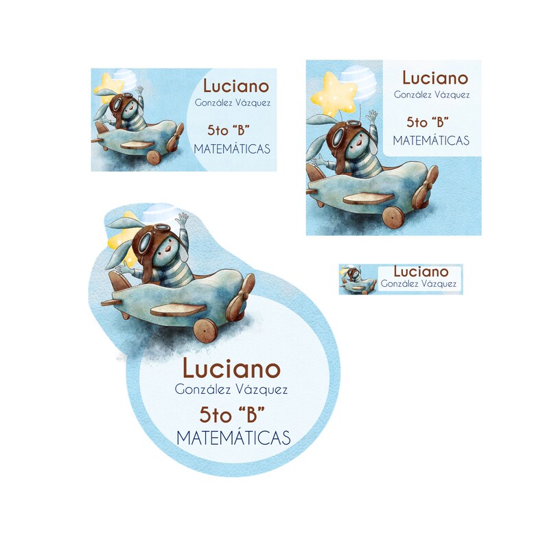 Printable Blue Boy Pilot Bunny School Labels Instant Download - Etsy Israel