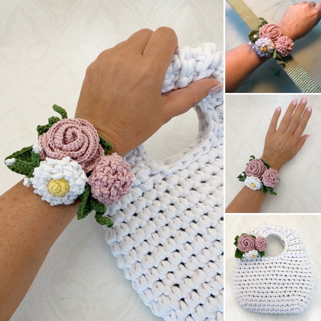 Crochet Pattern Flower Slap Bracelet, English (US Terms) & Swedish - Etsy