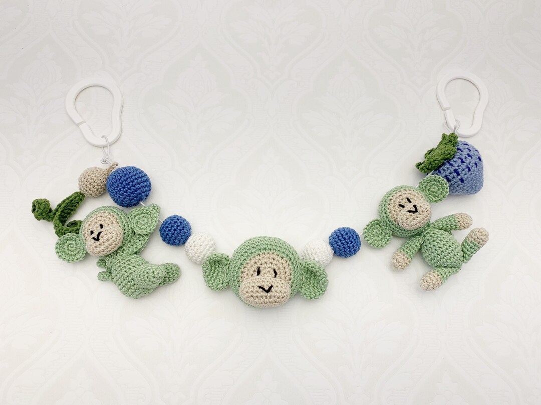 Crochet Pattern Stroller Chain/pram Chain With Three Cute Monkeys ...