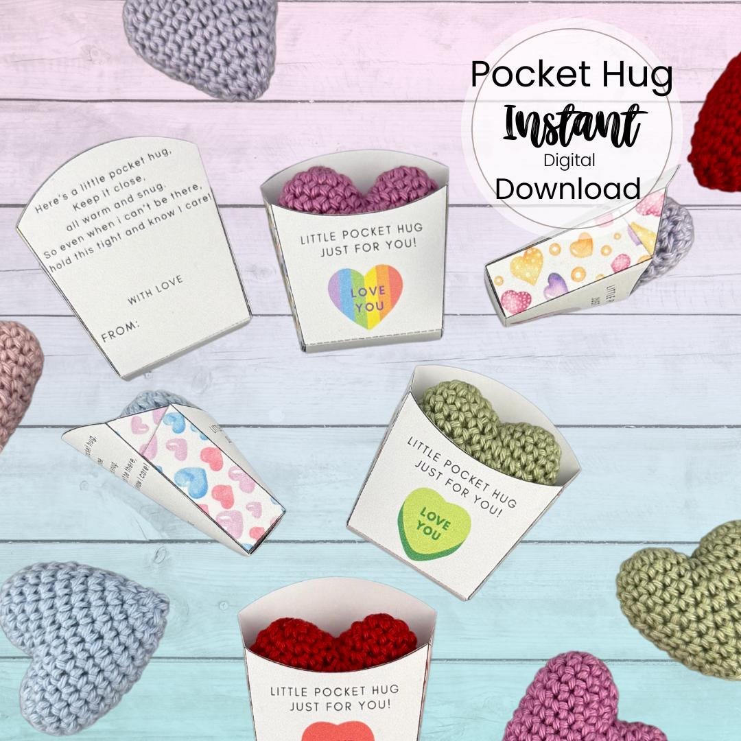 Pocket Hug Heart Crochet Pattern + Super Cute Printable Holder - Etsy