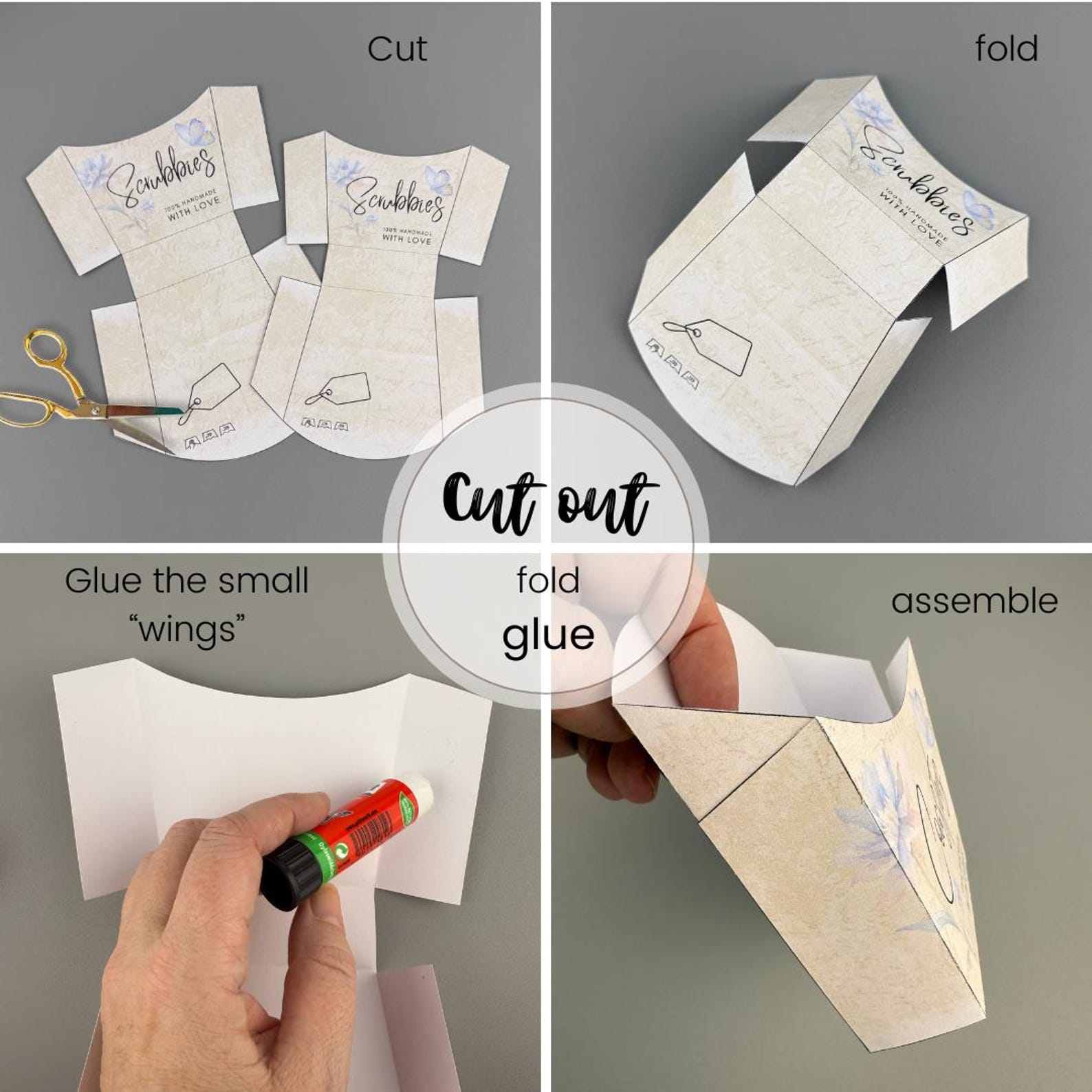 Template for Handmade Coaster Packaging - Etsy
