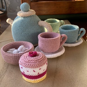 Crochet Pattern Tea Set, English US Terms & Swedish, Virkmönster ...
