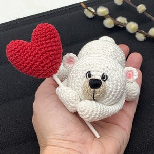 Crochet Pattern Adorable Valentines Bear Holding Your Heart, English US ...