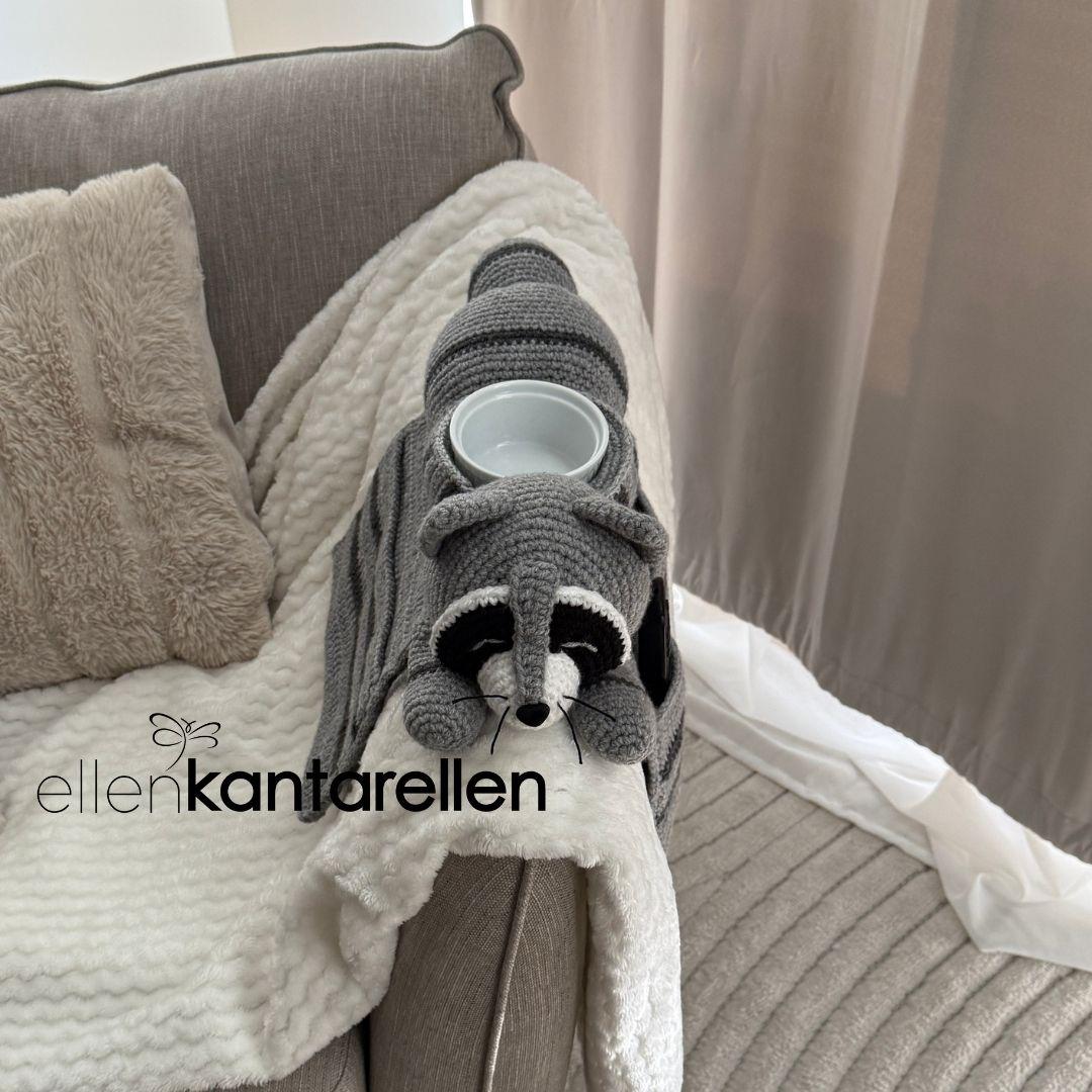Crochet Pattern Raccoon Sofa Organizer, Arm Rest Organizer, Couch Caddy ...