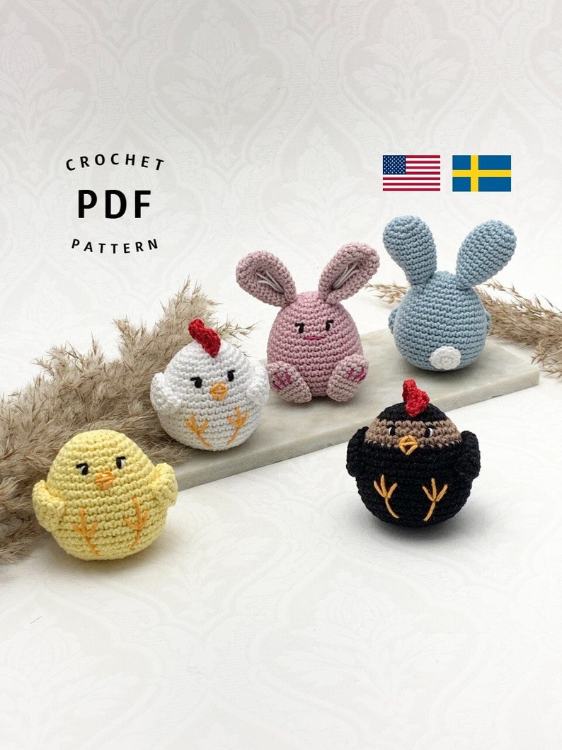 Crochet Chicken & Easter Bunny Family Pattern, (PDF Pattern) - Etsy