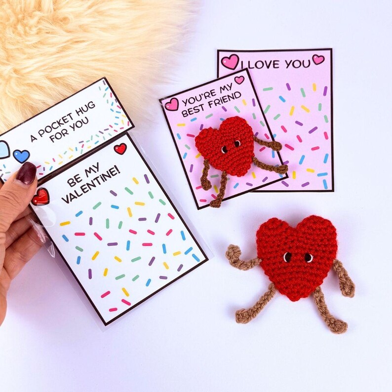 Pocket Heart Crochet Pattern + Printable Cards & Gift Bag Toppers for ...