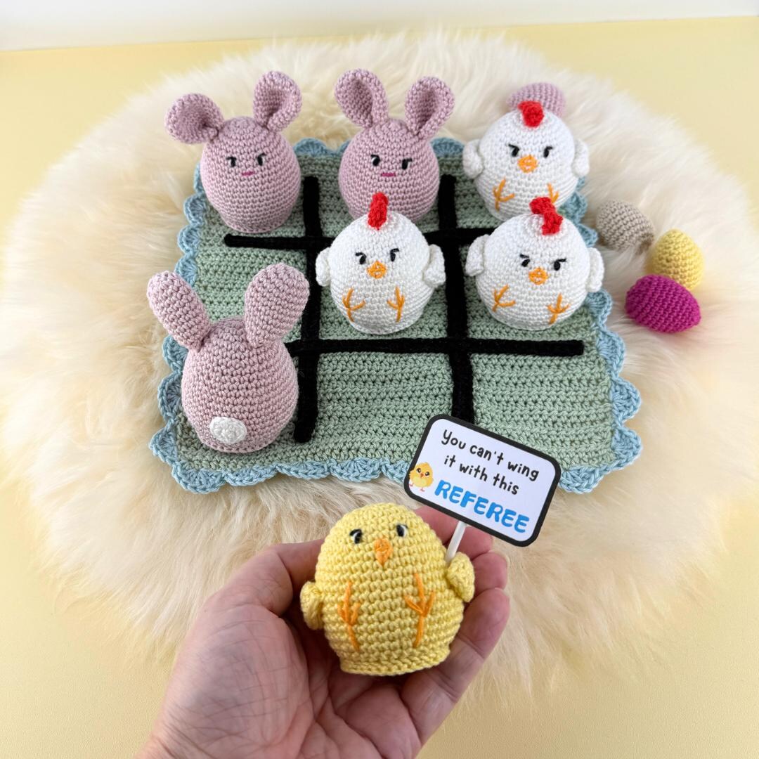 Crochet Easter Tic Tac Toe Pattern, Chicken Referee (PDF Pattern) - Etsy