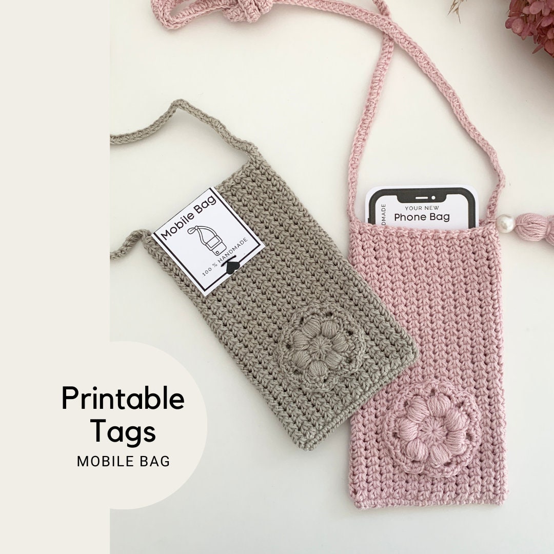 Printable Tags for Mobile Bag & Small Tags "crocheted by Me" - Etsy