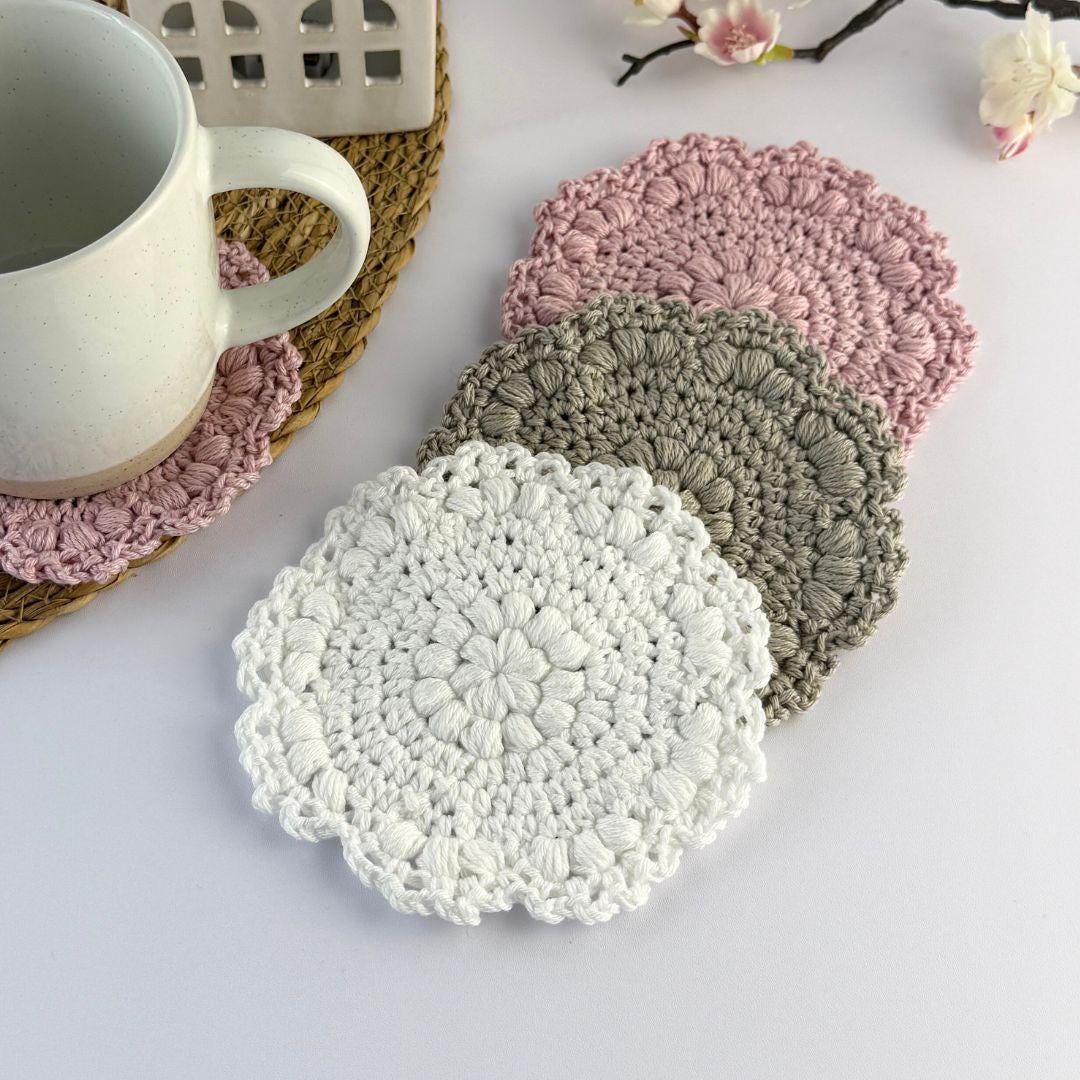 Buttercup Crochet Coaster Pattern, US & Swedish Terms (PDF) - Etsy