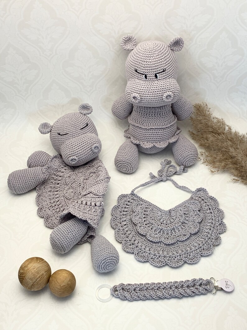 Crochet Pattern Giftset Hippo Comforter Blanket Pacifier - Etsy