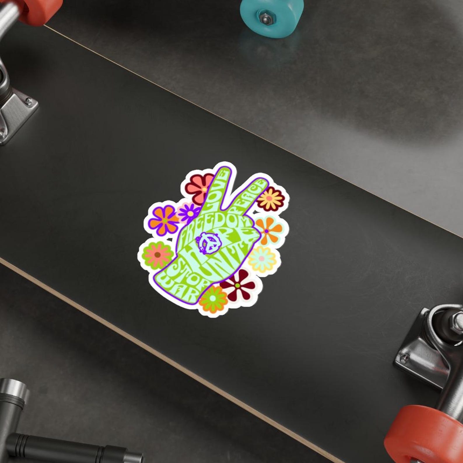 60s Style Peace Die-cut Stickers. Colorful Fun Stickers With Flowers ...