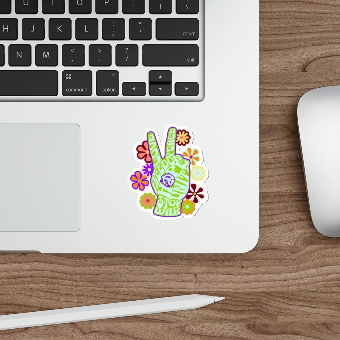 60s Style Peace Die-cut Stickers. Colorful Fun Stickers With Flowers ...