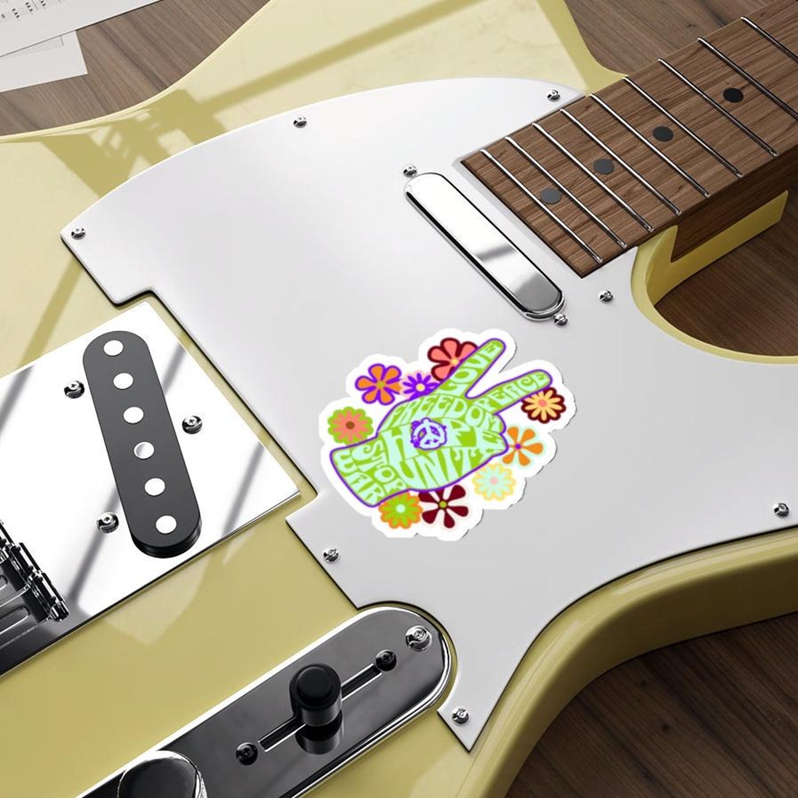 60s Style Peace Die-cut Stickers. Colorful Fun Stickers With Flowers ...