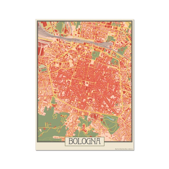 Retro Style Map of Bologna - Etsy