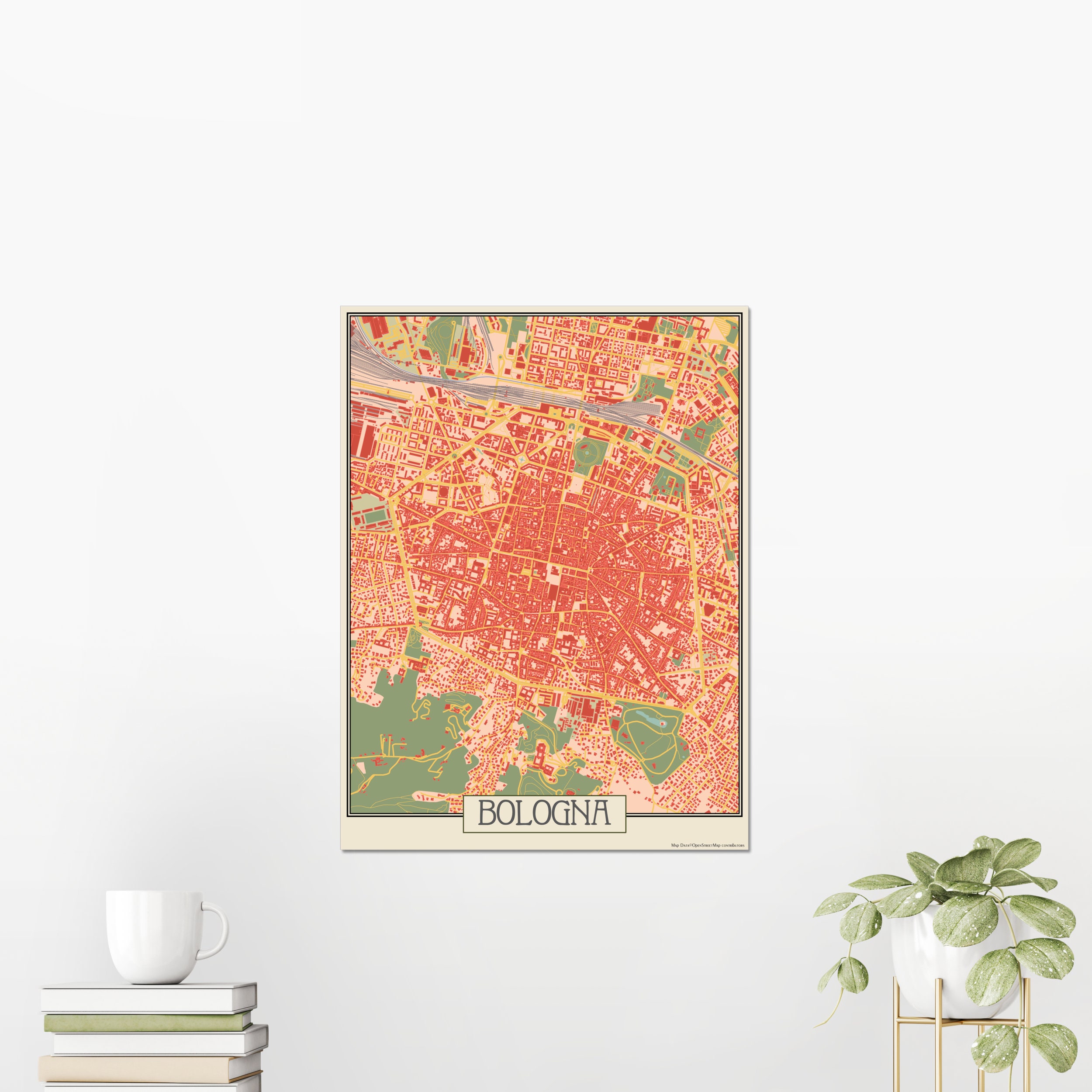 Retro Style Map of Bologna - Etsy