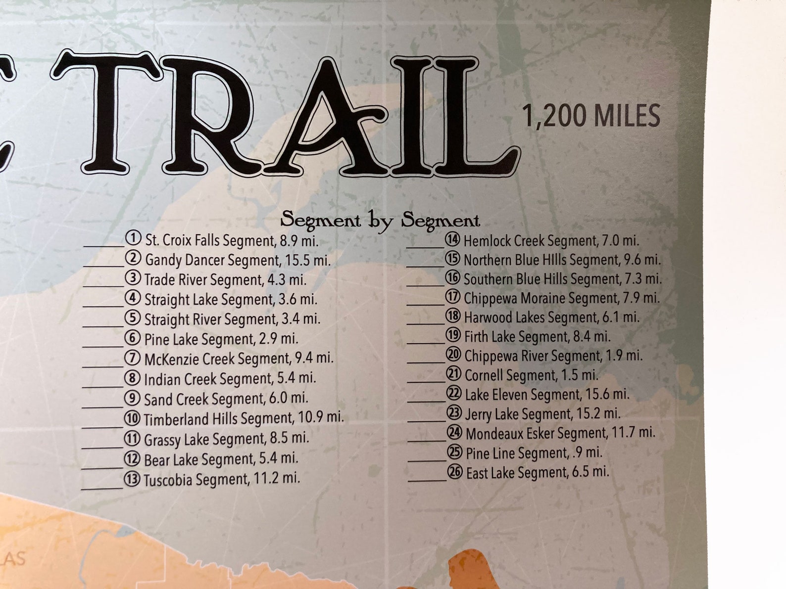 Wisconsin Ice Age Trail Map Checklist (print Only) - Etsy