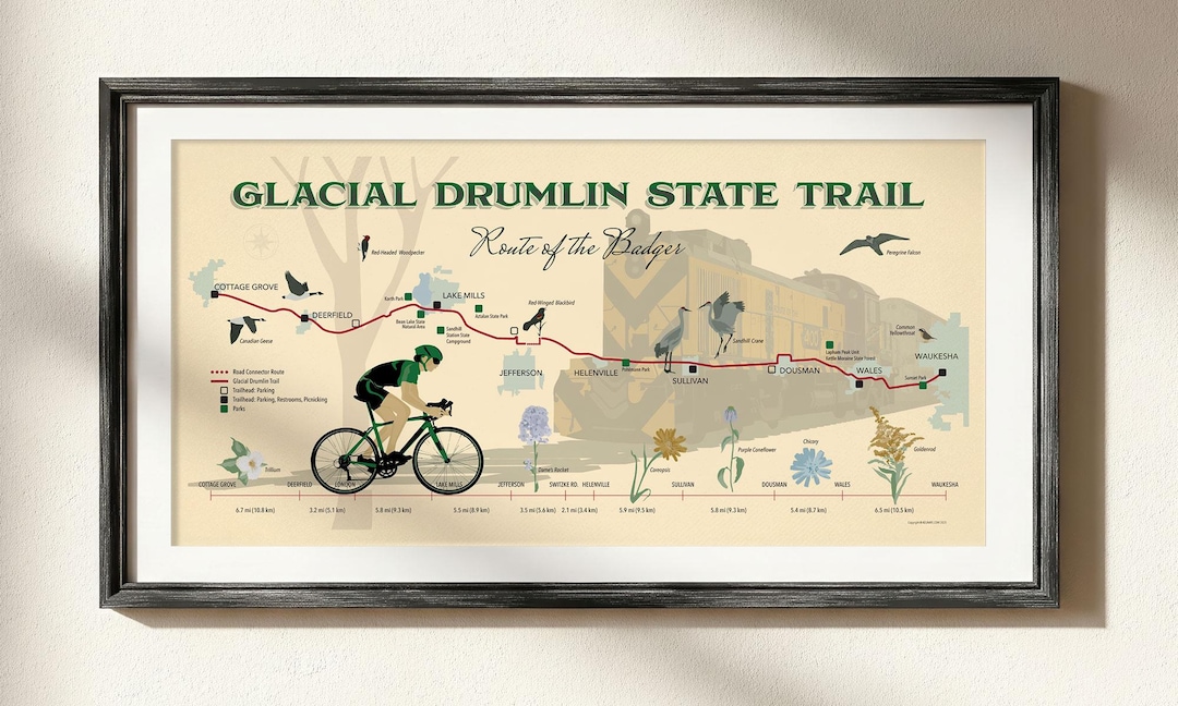 Wisconsin Glacial Drumlin State Trail Map (print Only) - Etsy