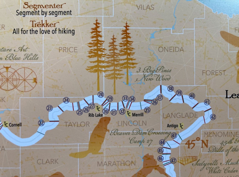 Wisconsin Ice Age Trail Map Checklist (print Only) - Etsy