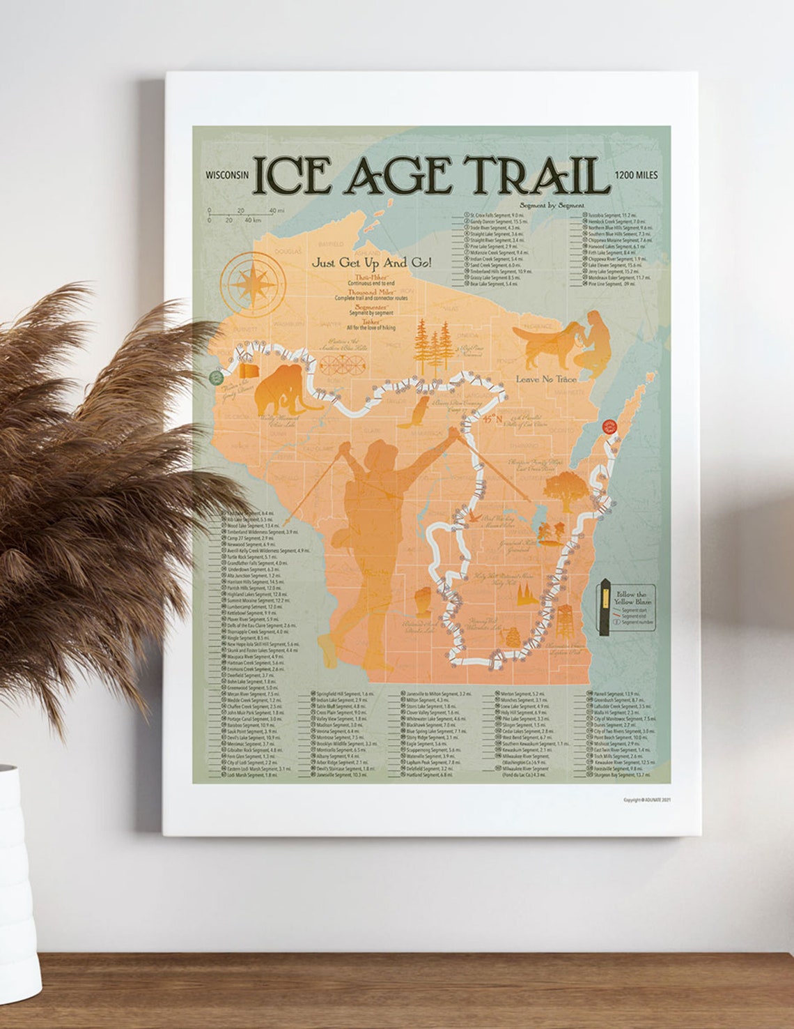 Wisconsin Ice Age Trail Map Checklist print Only - Etsy