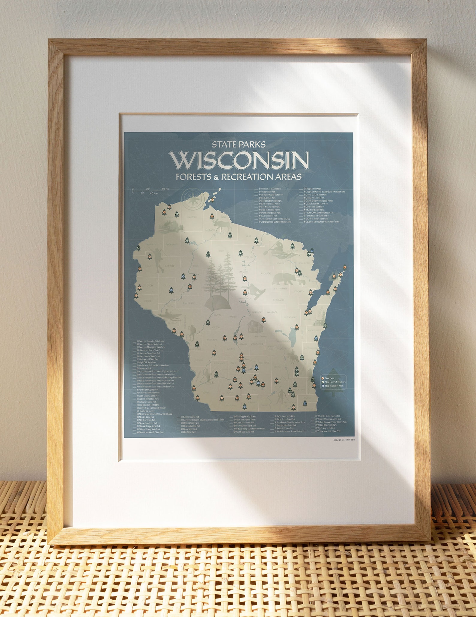 Wisconsin State Park Map Checklist print Only - Etsy