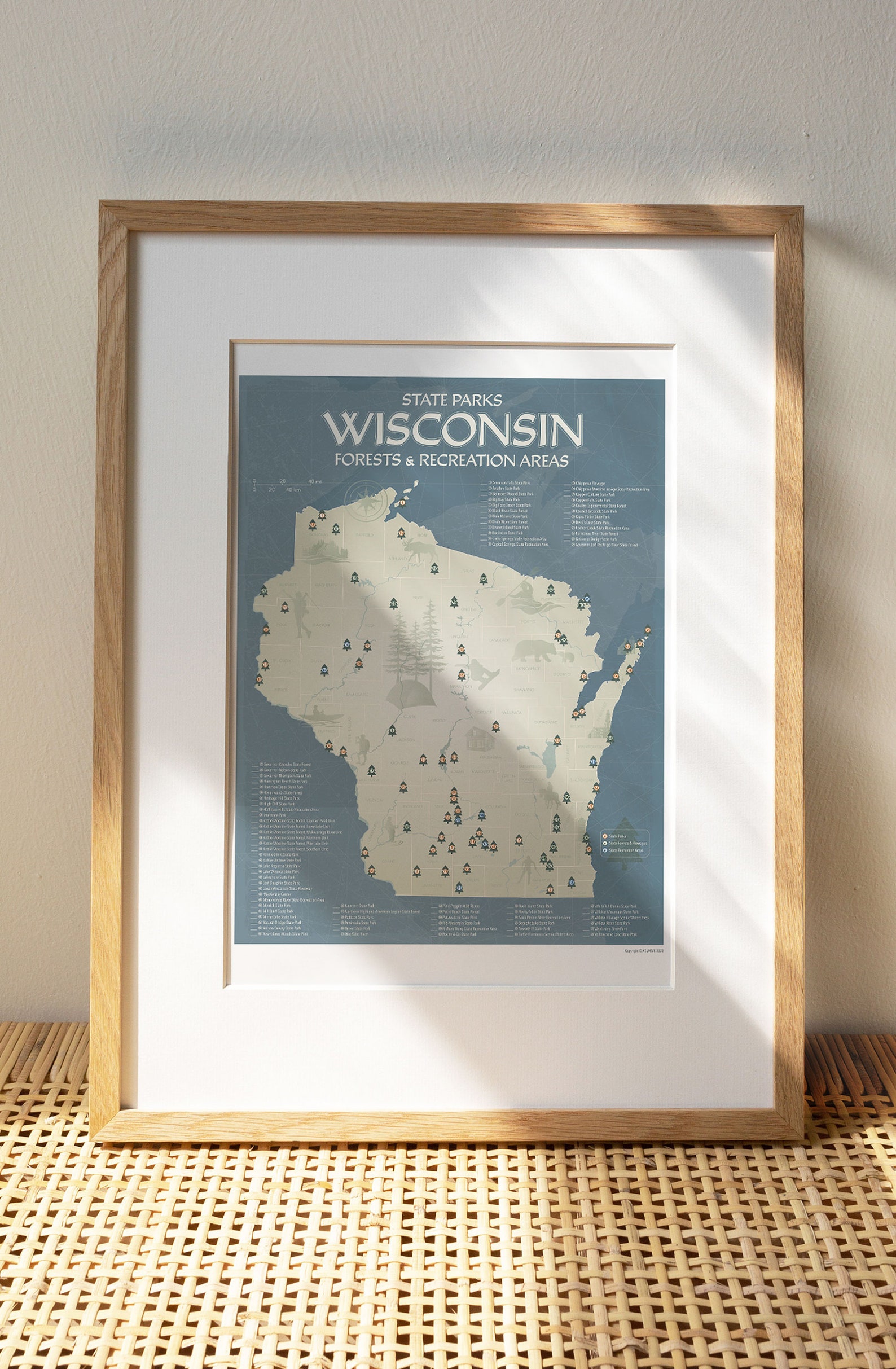 Wisconsin State Park Map Checklist print Only - Etsy