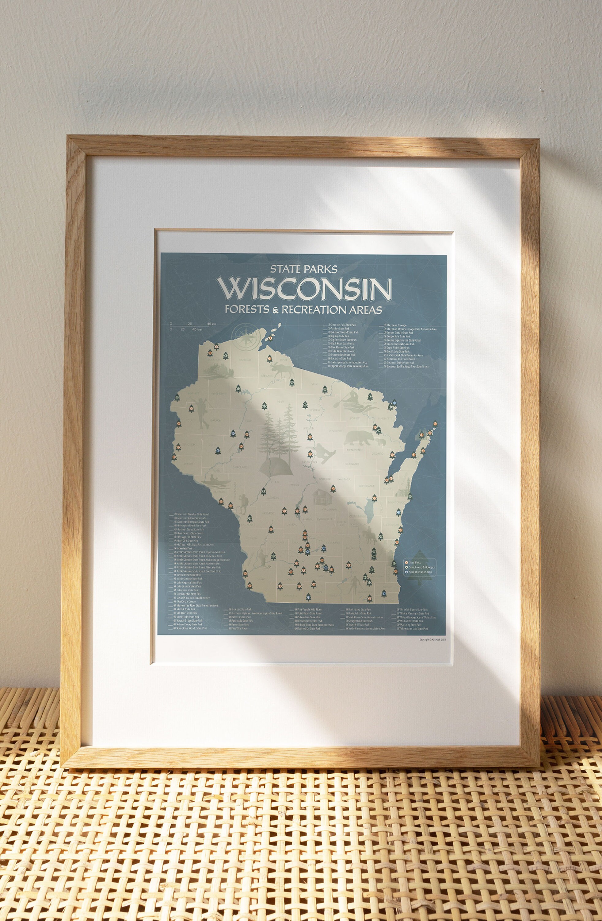 Wisconsin State Park Map Checklist (print Only) - Etsy