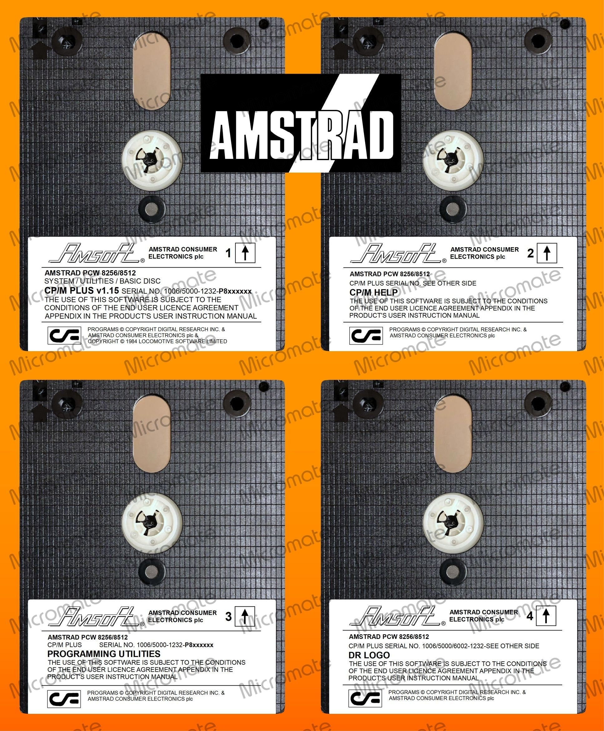 Amstrad PCW 8256/8512 CP/M CPM+ V1.5 CF2 3" System Floppy Boot Disks ...