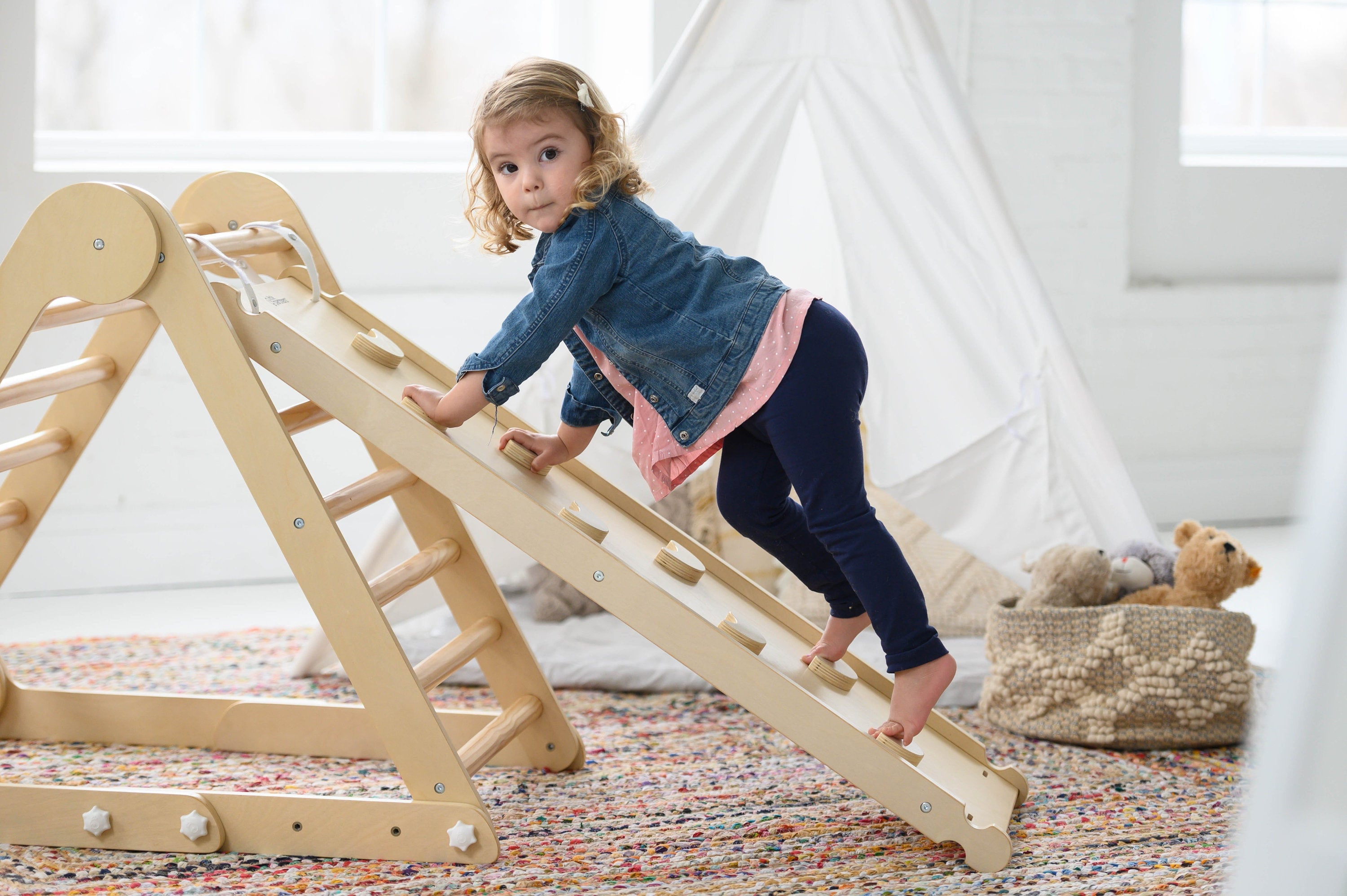 2-sided Climbing Ramp Slide Natural - Etsy