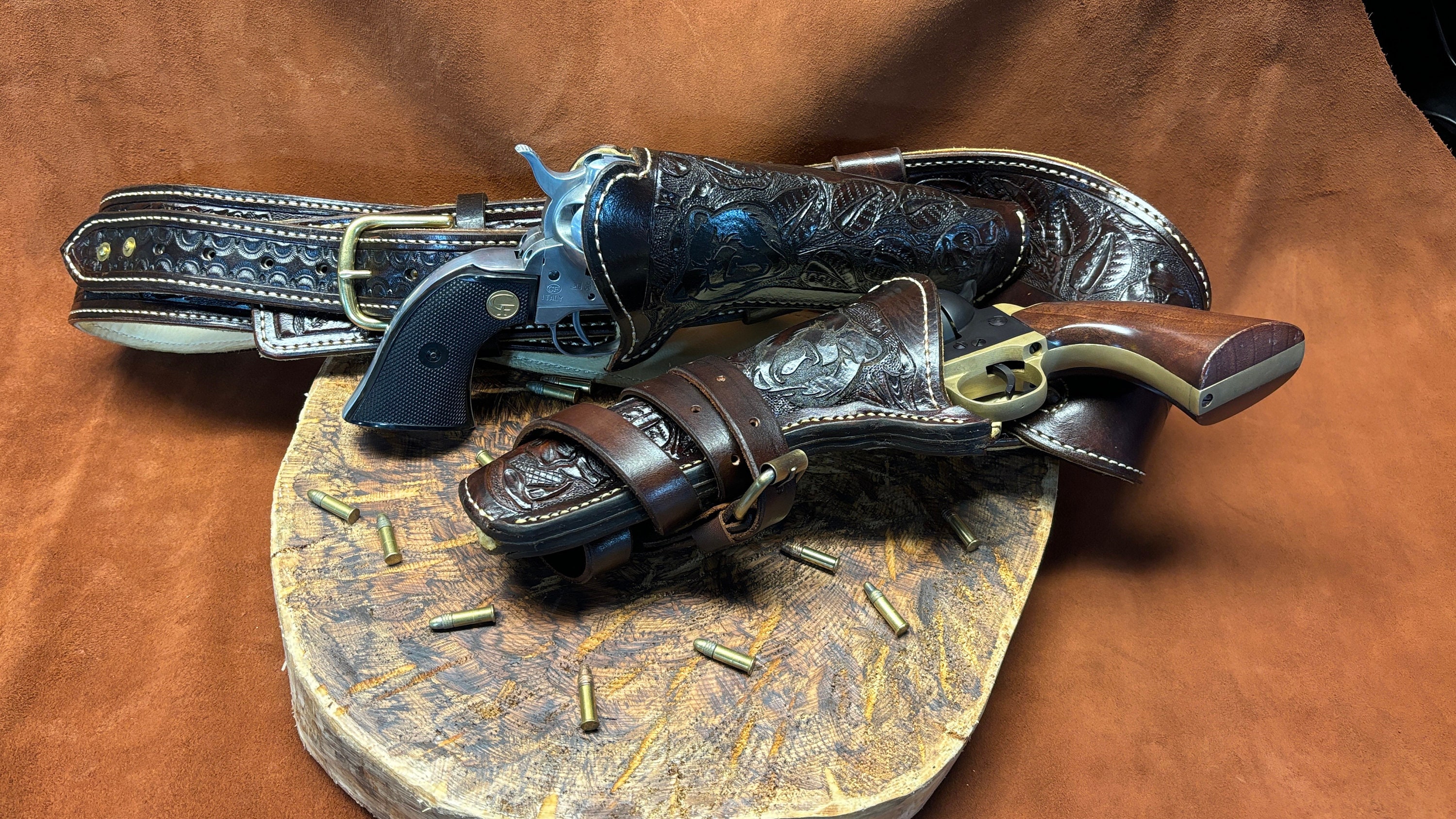 Custom Double Holster Western Gun Belt vertical and Cross Draw - Etsy