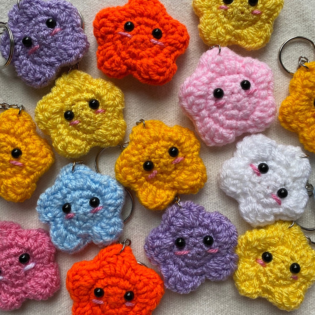 Handmade Crochet Star Mini Starfish Keyrings Keychain Keyring Present ...