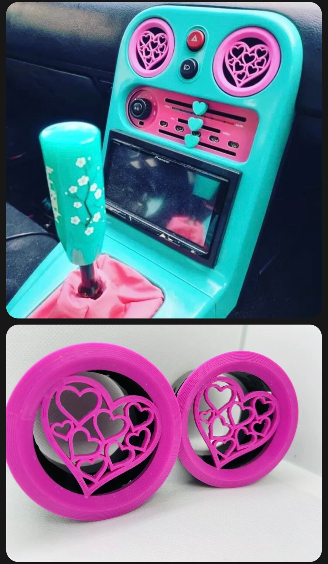 MX-5 Love Heart Air Vent Ring Surround Trims Heart of Desma Mazda Mk1 2 ...