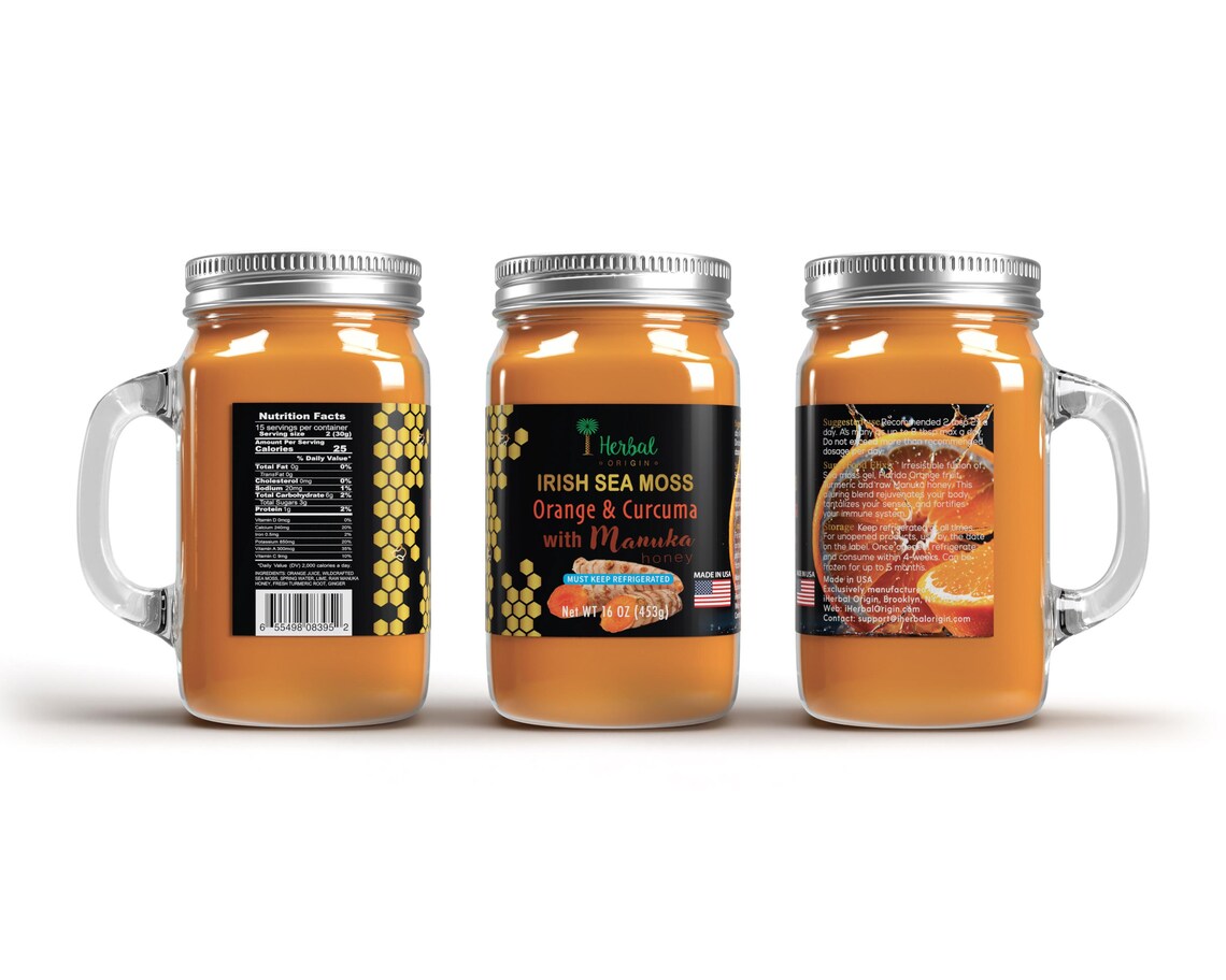 Irish Sea Moss Gel With Orange Juice, Turmeric and Raw Manuka Honey ...