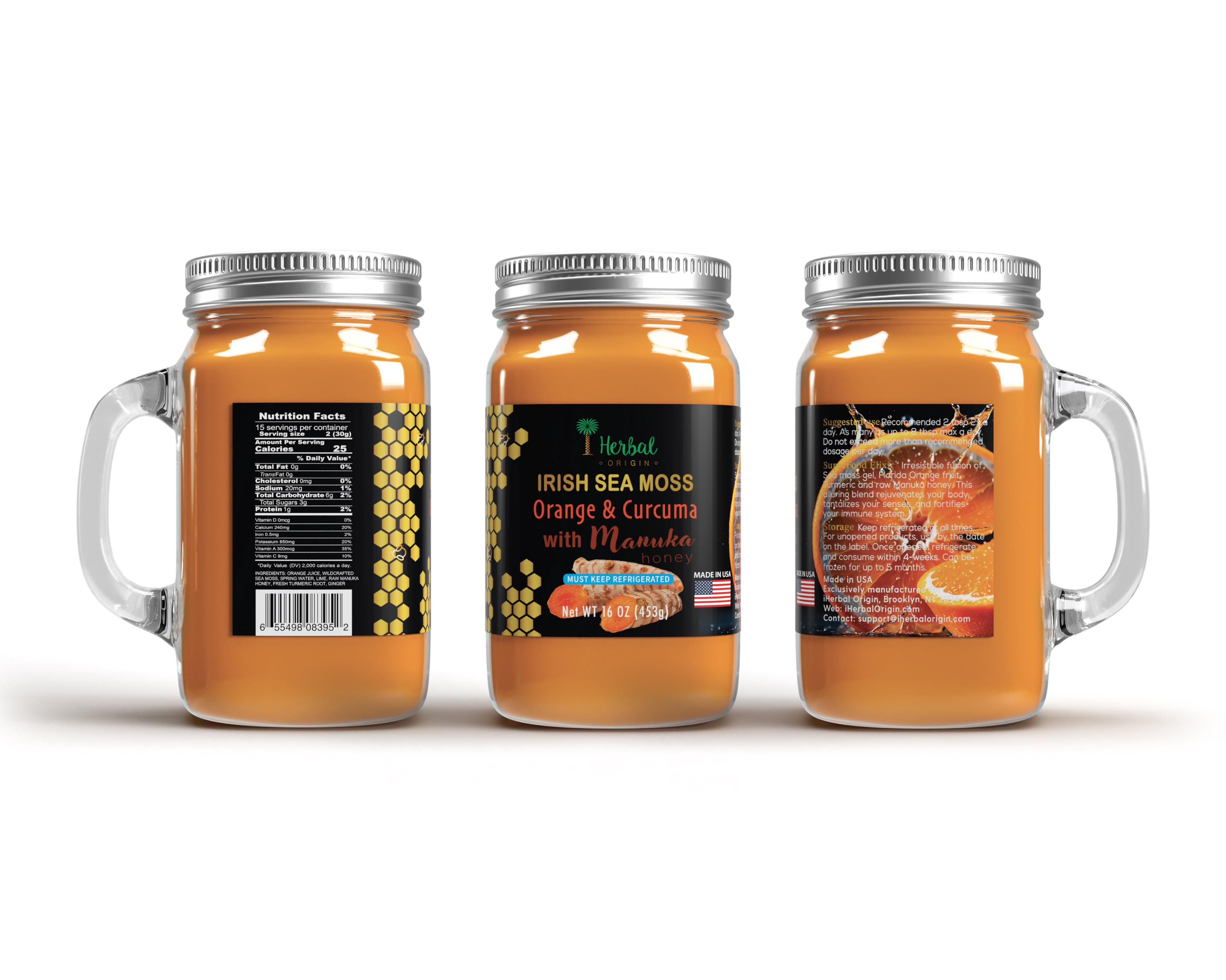 Irish Sea Moss Gel With Orange Juice, Turmeric and Raw Manuka Honey ...